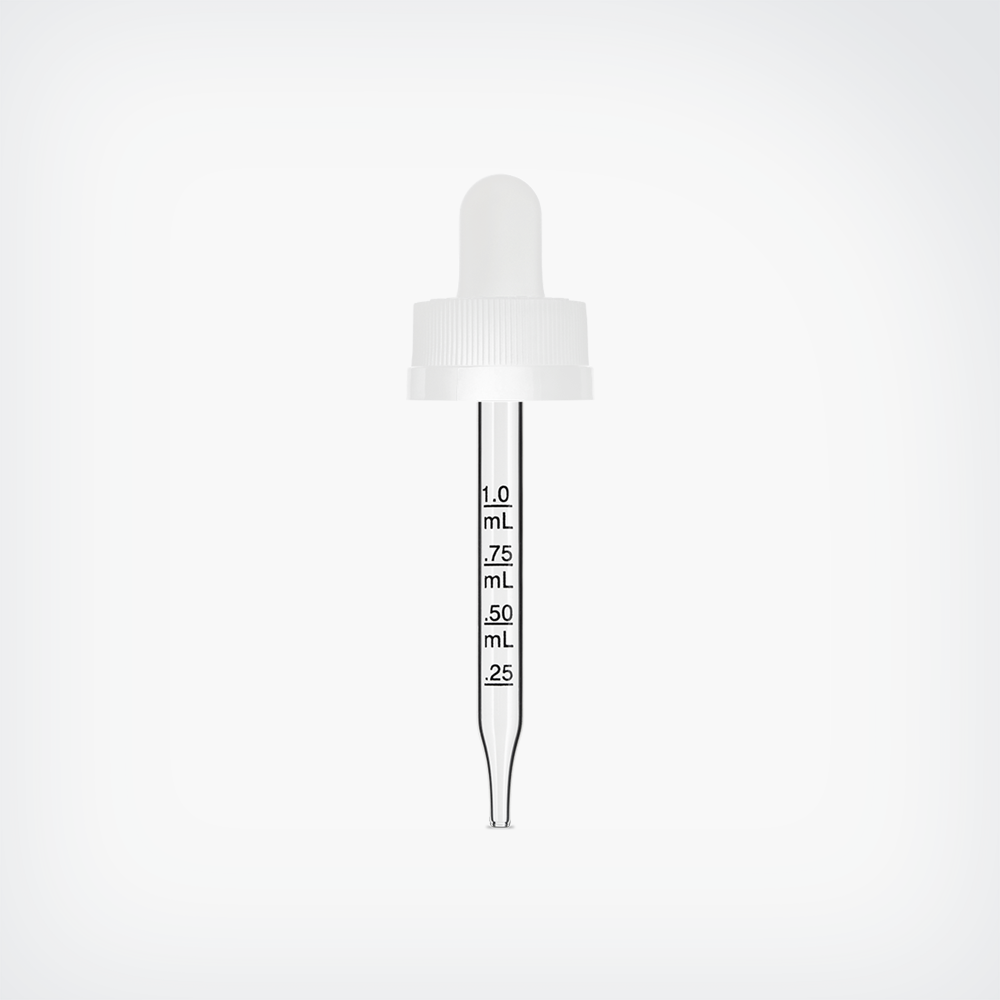 Ribbed Graduated Glass Pipette White- 1 ml White Bulb | ebottles-store